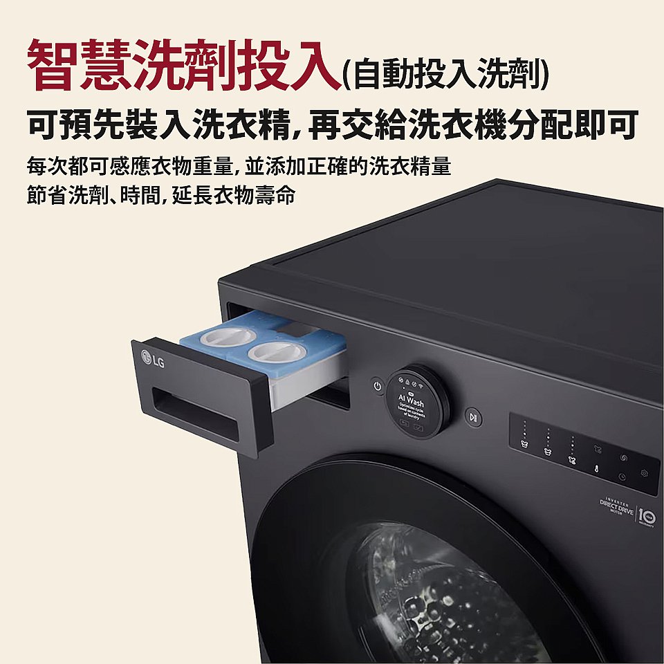 LG AI DD™蒸氣滾筒洗衣機 (蒸洗脫烘)｜15公斤｜WD-S15NDB (夜墨灰) - 486團購網