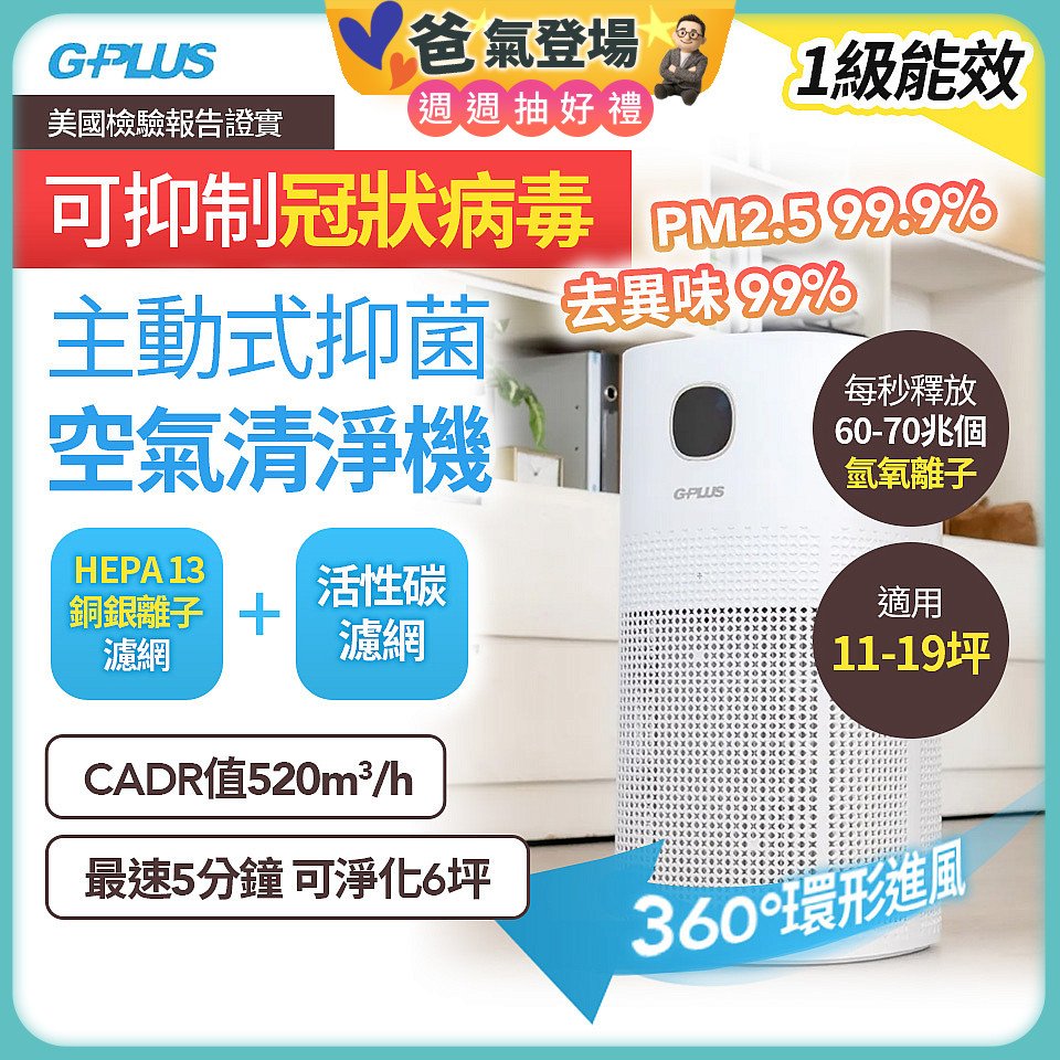 GPLUS 立即淨主動式抑菌空氣清淨機 Olansi A6 - 486團購網